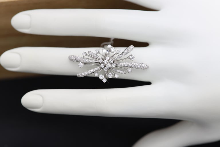 Big Flower Ring Diamond Flower 18 Karat White Gold at 1stDibs