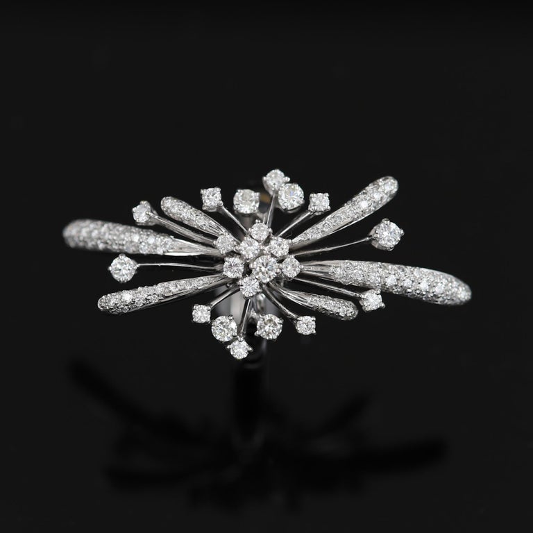 Big Flower Ring Diamond Flower 18 Karat White Gold at 1stDibs