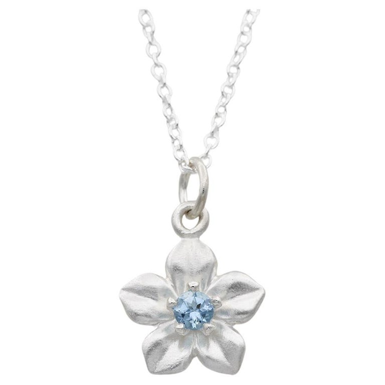Big Forget Me Not Necklace/ Aquamarine at 1stDibs