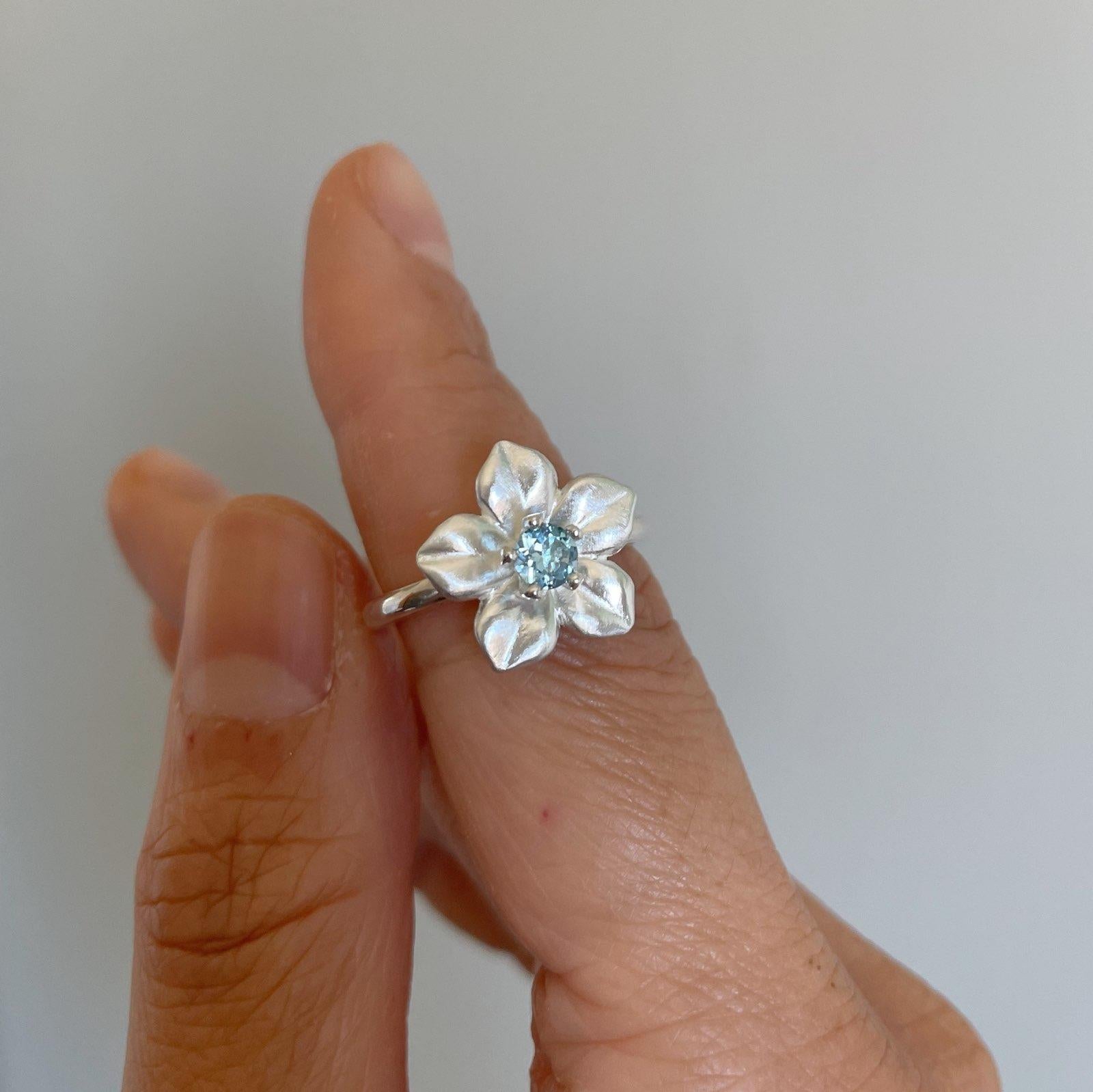Customizable Big Forget Me Not Ring/ Aquamarine For Sale at 1stDibs