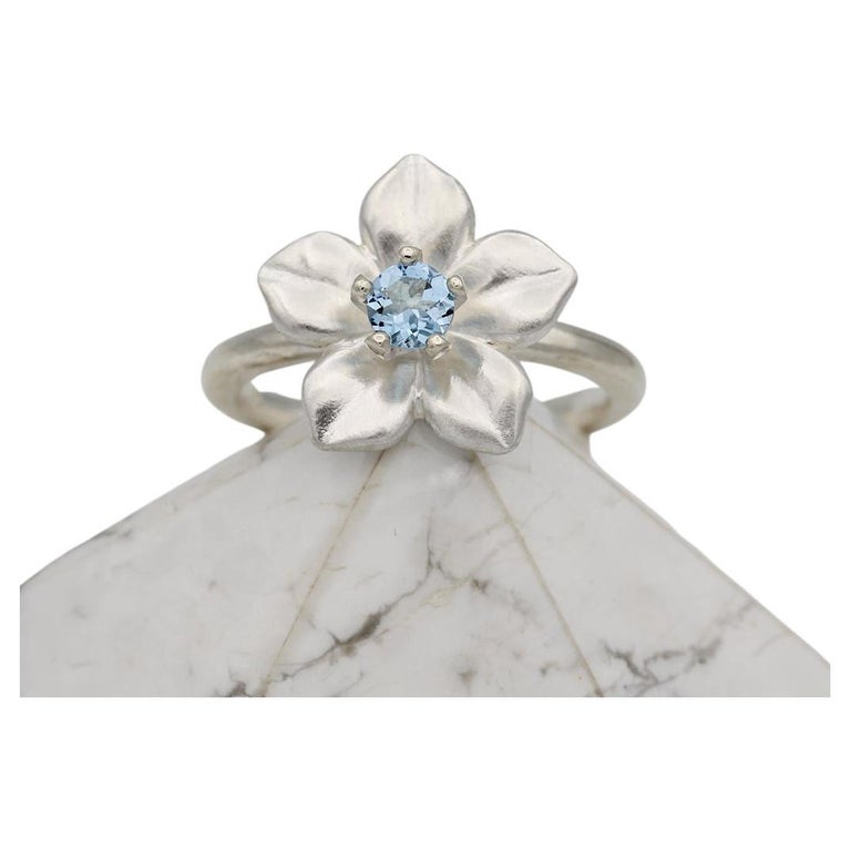 Customizable Big Forget Me Not Ring/ Aquamarine For Sale at 1stDibs