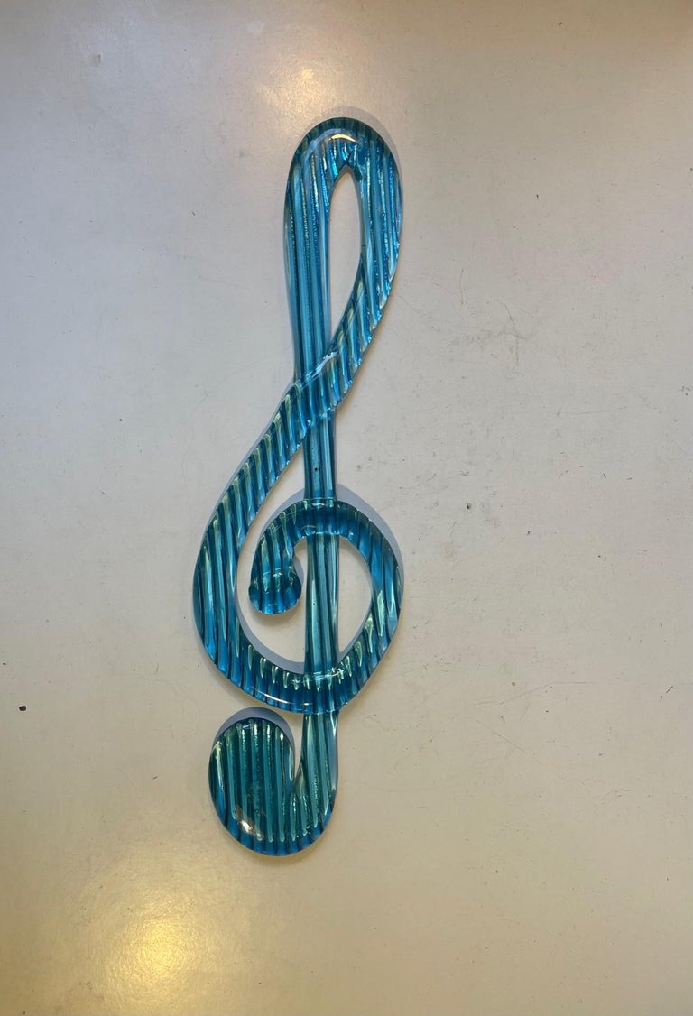 Big G-Note Wall Sculpture in Blue Glass by Elving Conradsson for ...