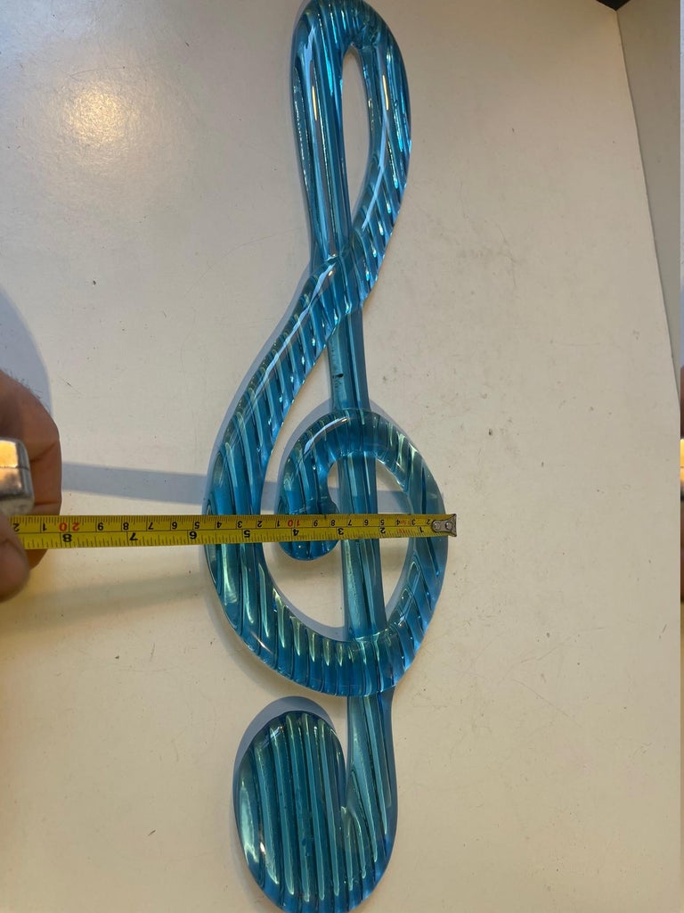 Big G-Note Wall Sculpture in Blue Glass by Elving Conradsson for ...