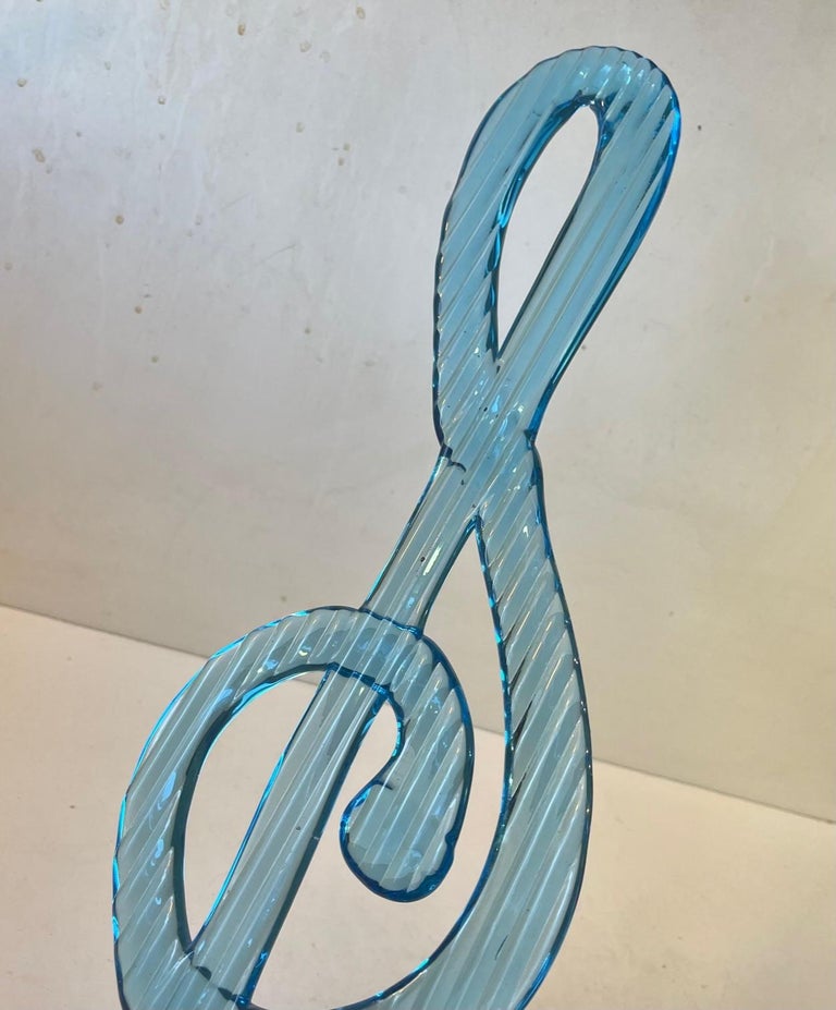 Big G-Note Wall Sculpture in Blue Glass by Elving Conradsson for ...