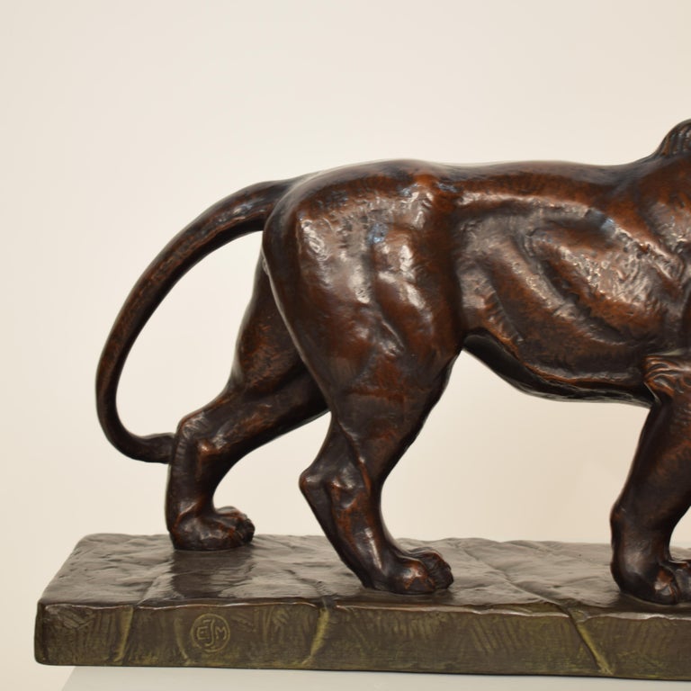 Big German Art Deco Lion Sculpture in Ceramic, Terracotta Copper, 1930 ...
