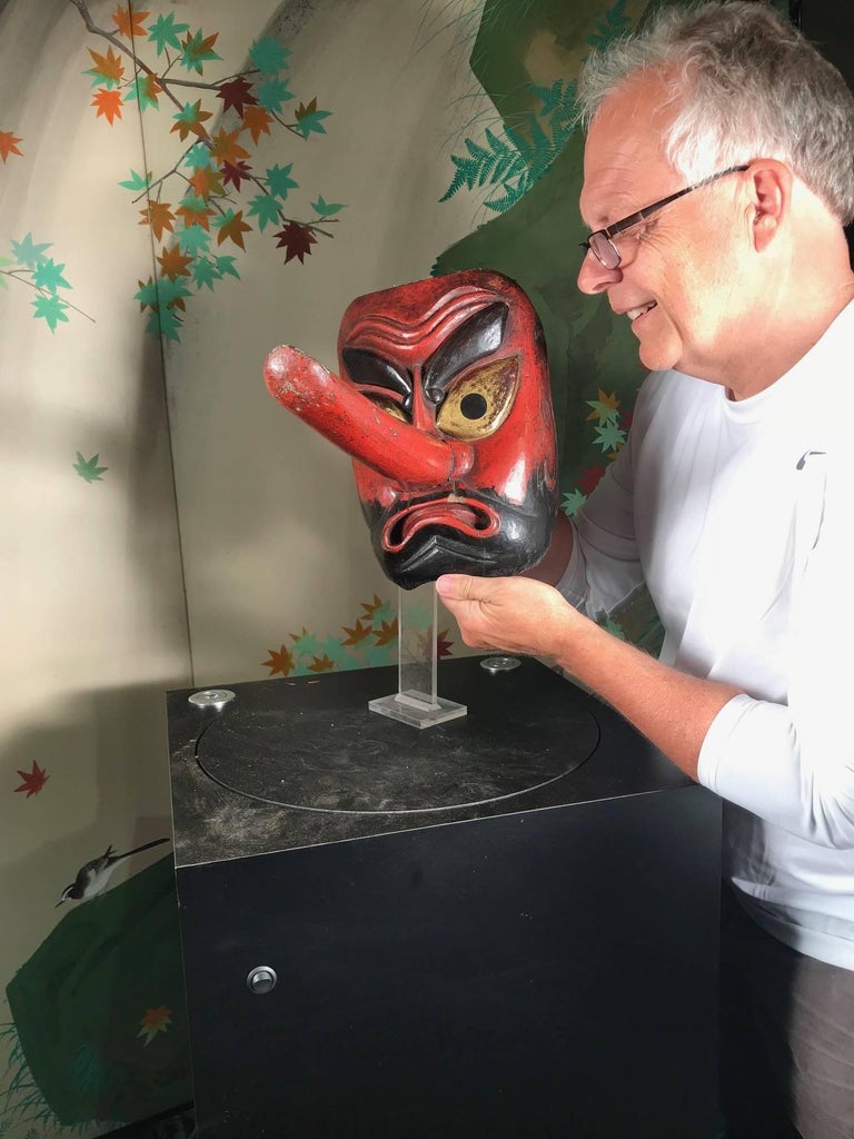 Big Japanese Old Forest God Mask Tengu Dramatic Nose, Signed, 19th ...