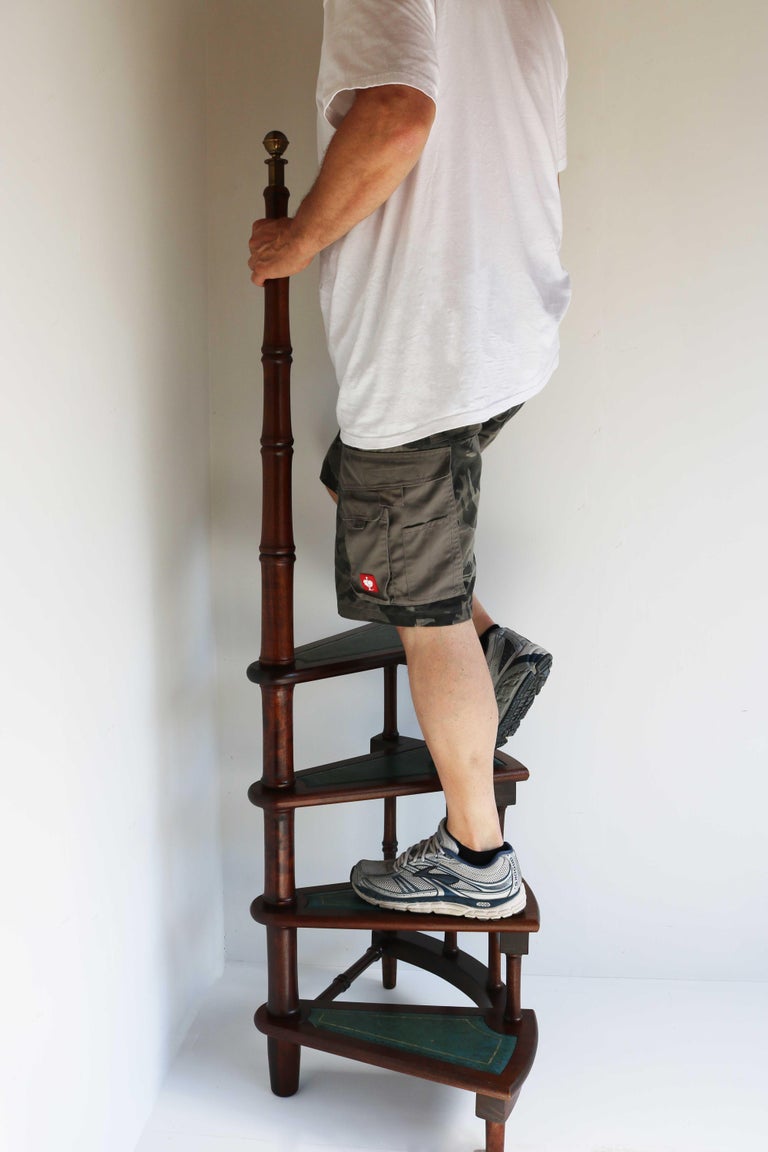 Big Library Stairs Mid-20th Century Library Steps Ladder Carved Wood ...