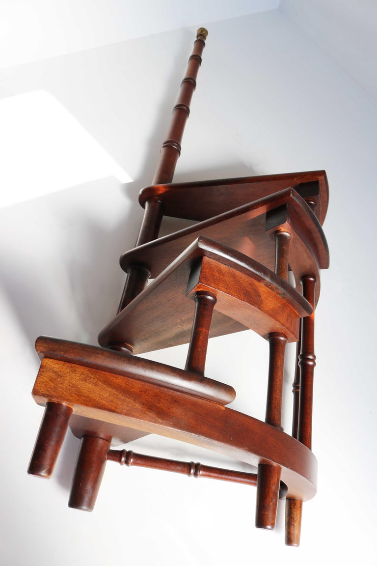 Big Library Stairs Mid-20th Century Library Steps Ladder Carved Wood ...