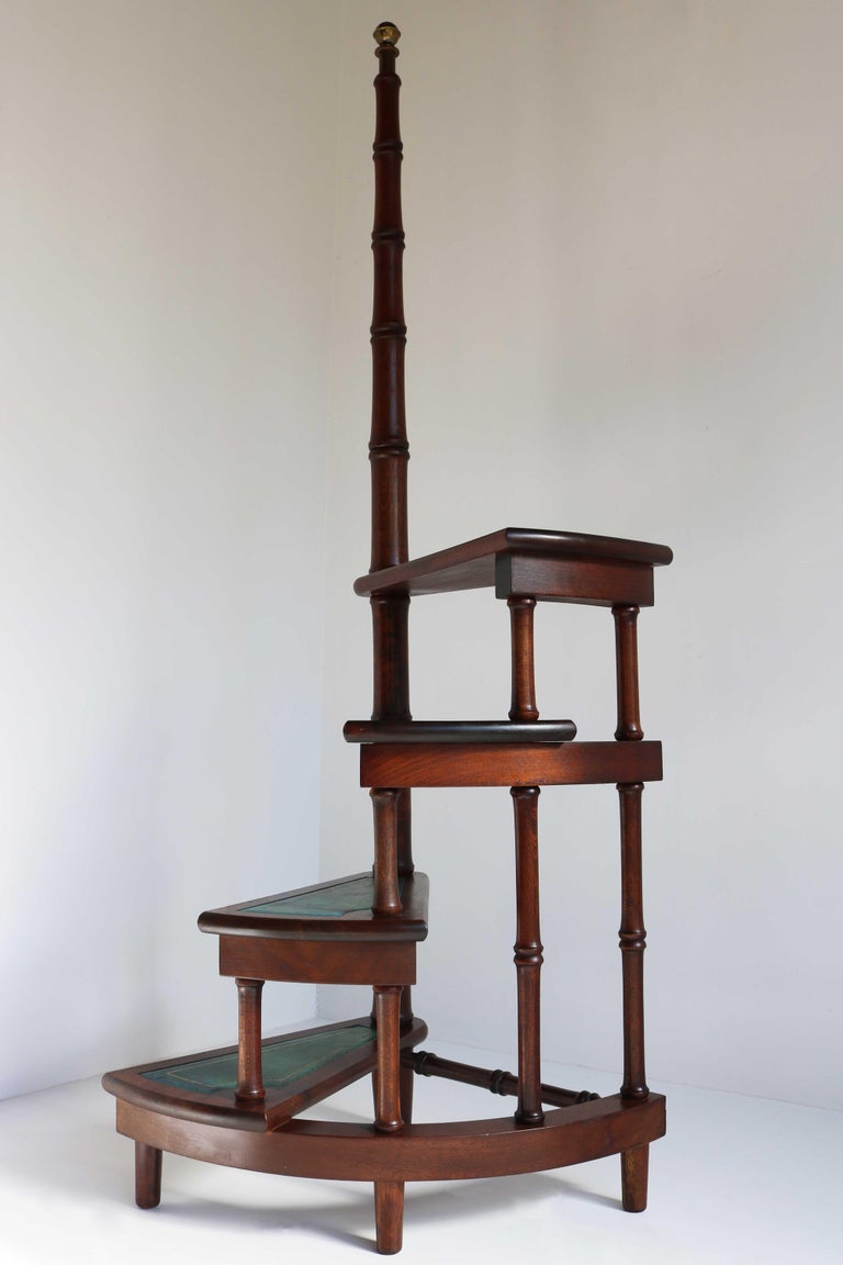 Big Library Stairs Mid-20th Century Library Steps Ladder Carved Wood ...