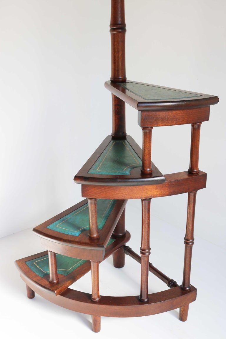 Big Library Stairs Mid-20th Century Library Steps Ladder Carved Wood ...