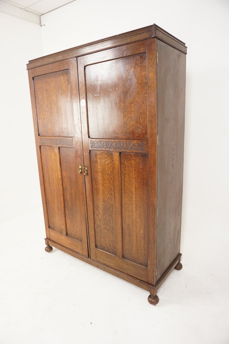 Big Metamorphic Gentleman's Tiger Oak Armoire, Compactum, Scotland 1930 ...