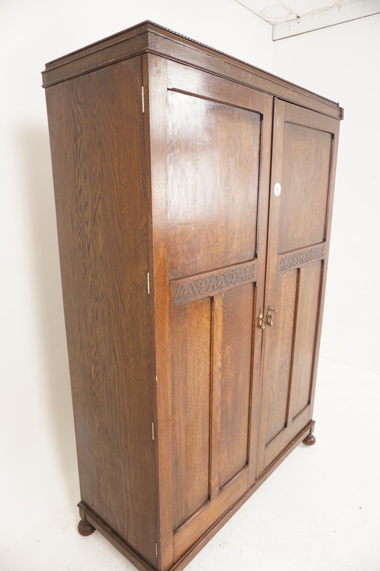 Big Metamorphic Gentleman's Tiger Oak Armoire, Compactum, Scotland 1930 ...