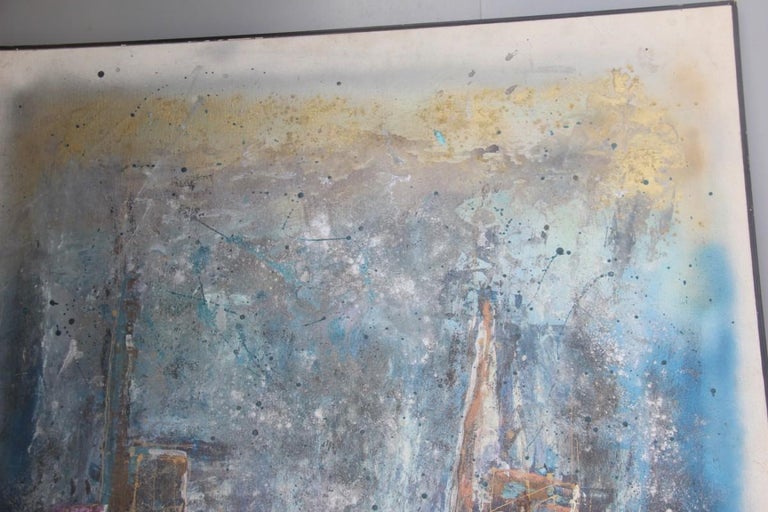 Big Oil on Canvas from the 1960s, Signed v, Busa Abstract Colored ...