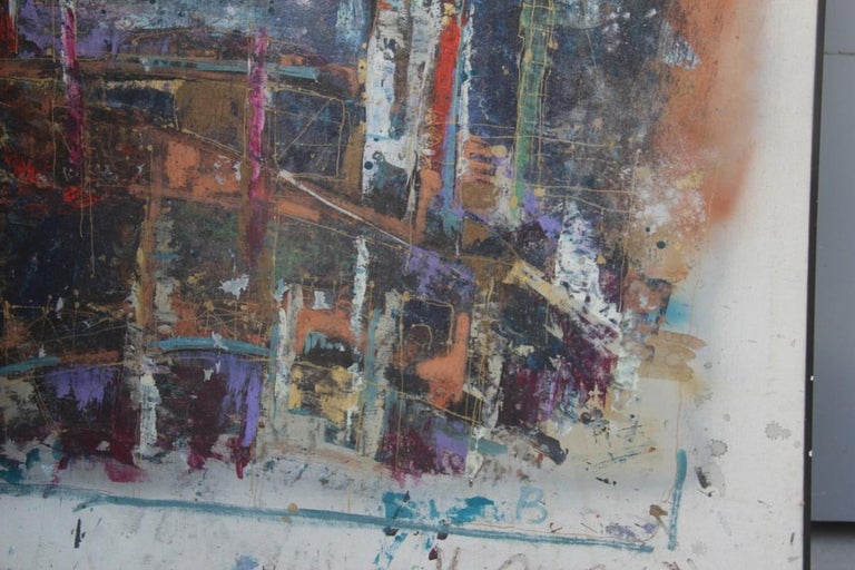 Big Oil on Canvas from the 1960s, Signed v, Busa Abstract Colored ...