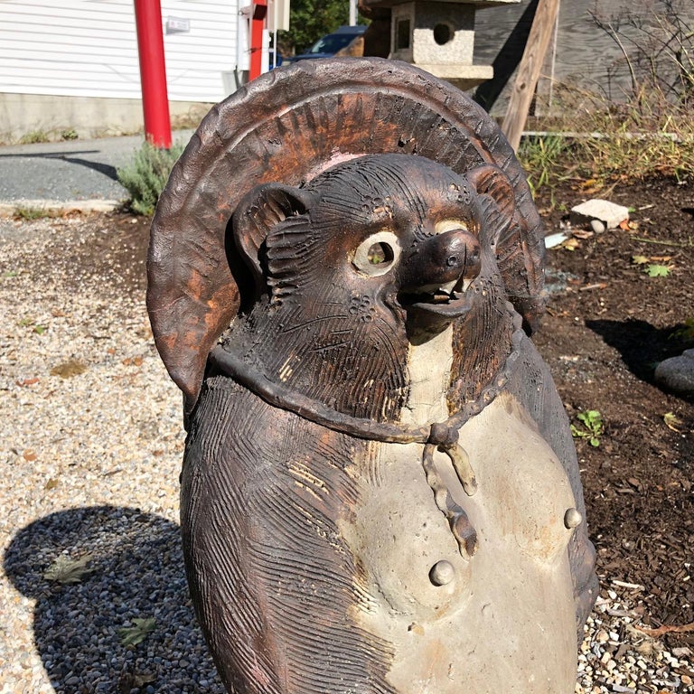 Huge Old Japanese Garden Folk Hero Tanuki Handmade Hand Glazed Big ...