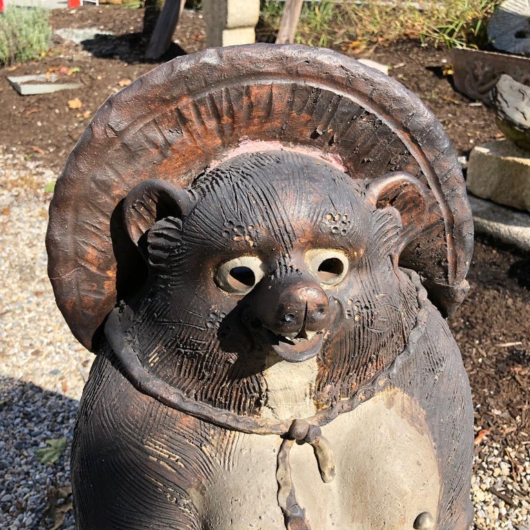 Huge Old Japanese Garden Folk Hero Tanuki Handmade Hand Glazed Big ...