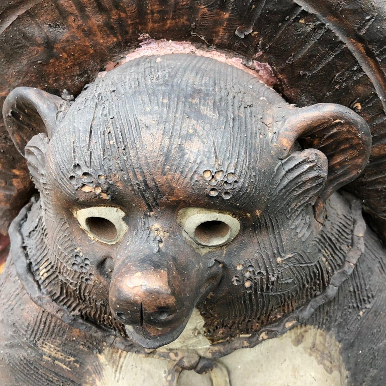 Huge Old Japanese Garden Folk Hero Tanuki Handmade Hand Glazed Big ...