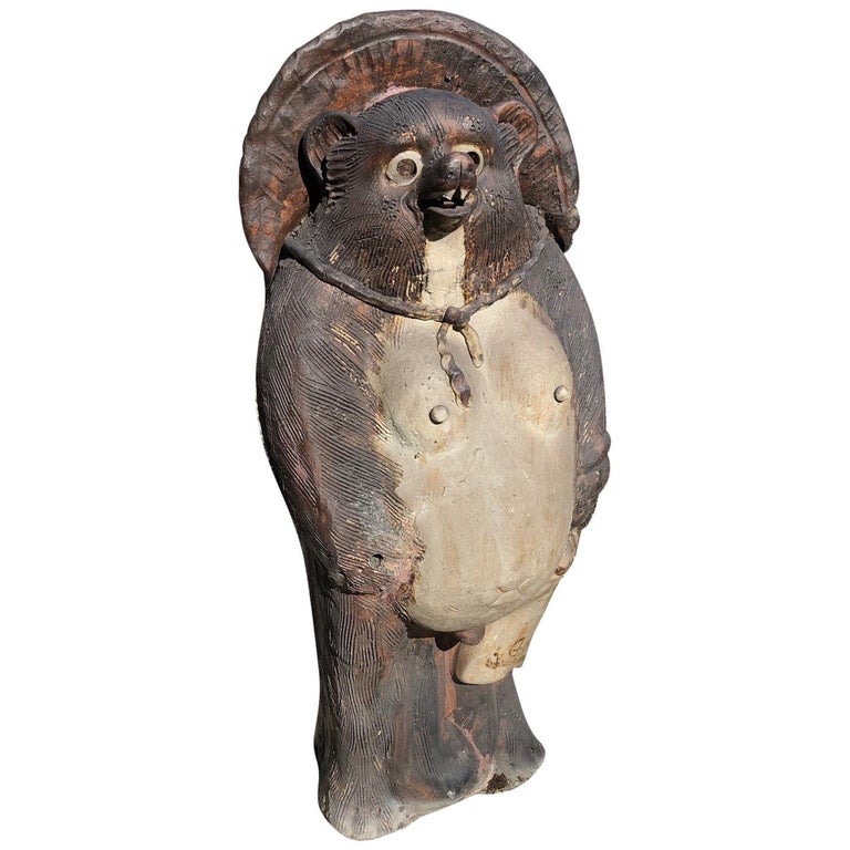 Huge Old Japanese Garden Folk Hero Tanuki Handmade Hand Glazed Big ...