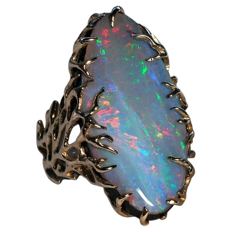 Big Opal Ring Gold Engagement Ring Large Wedding Band For Sale at 1stDibs