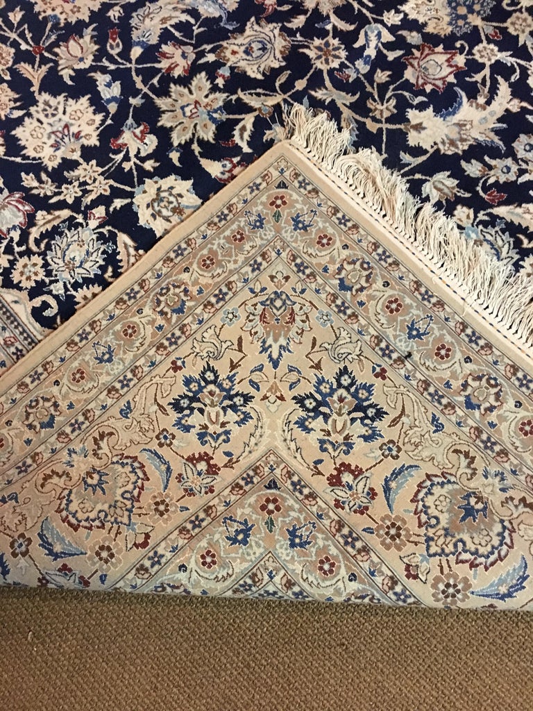 Big Persian Fine Wool and Silk Nain Rug For Sale at 1stDibs
