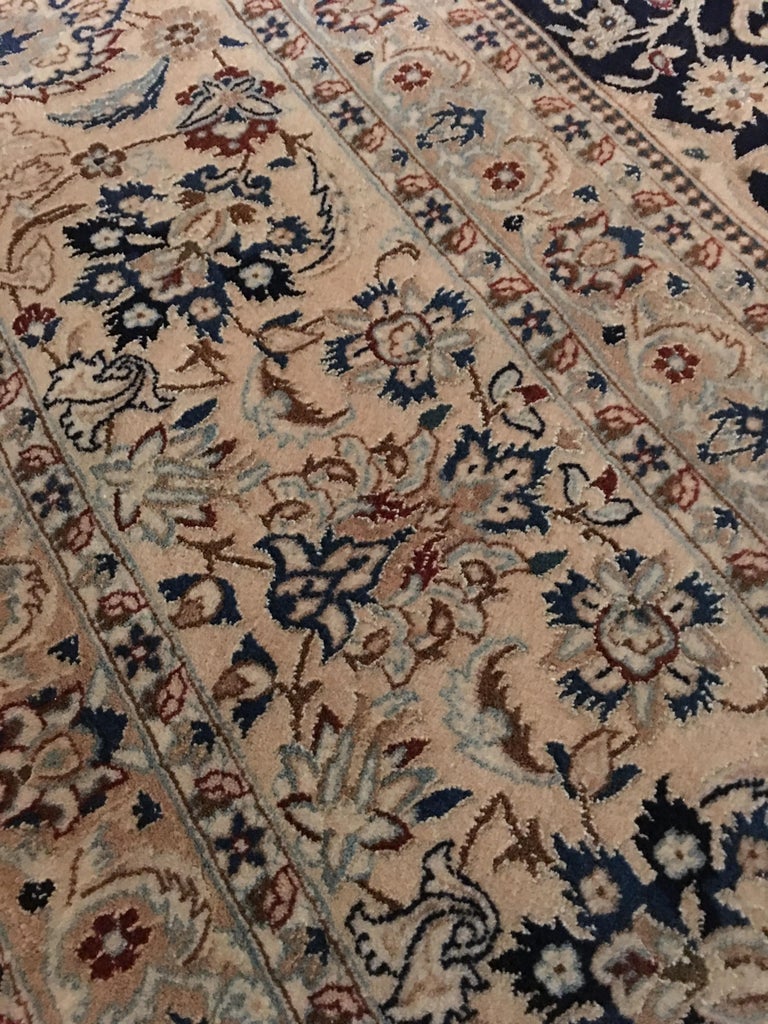 Big Persian Fine Wool and Silk Nain Rug For Sale at 1stDibs