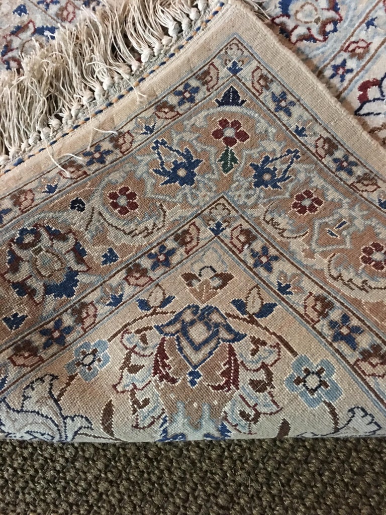 Big Persian Fine Wool and Silk Nain Rug For Sale at 1stDibs