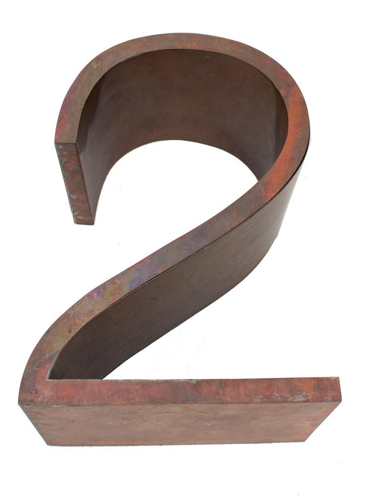 Big Rustic Sign Number Two in Copper, Made in Sweden For Sale at 1stDibs