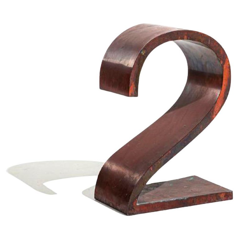 Big Rustic Sign Number Two in Copper, Made in Sweden For Sale at 1stDibs