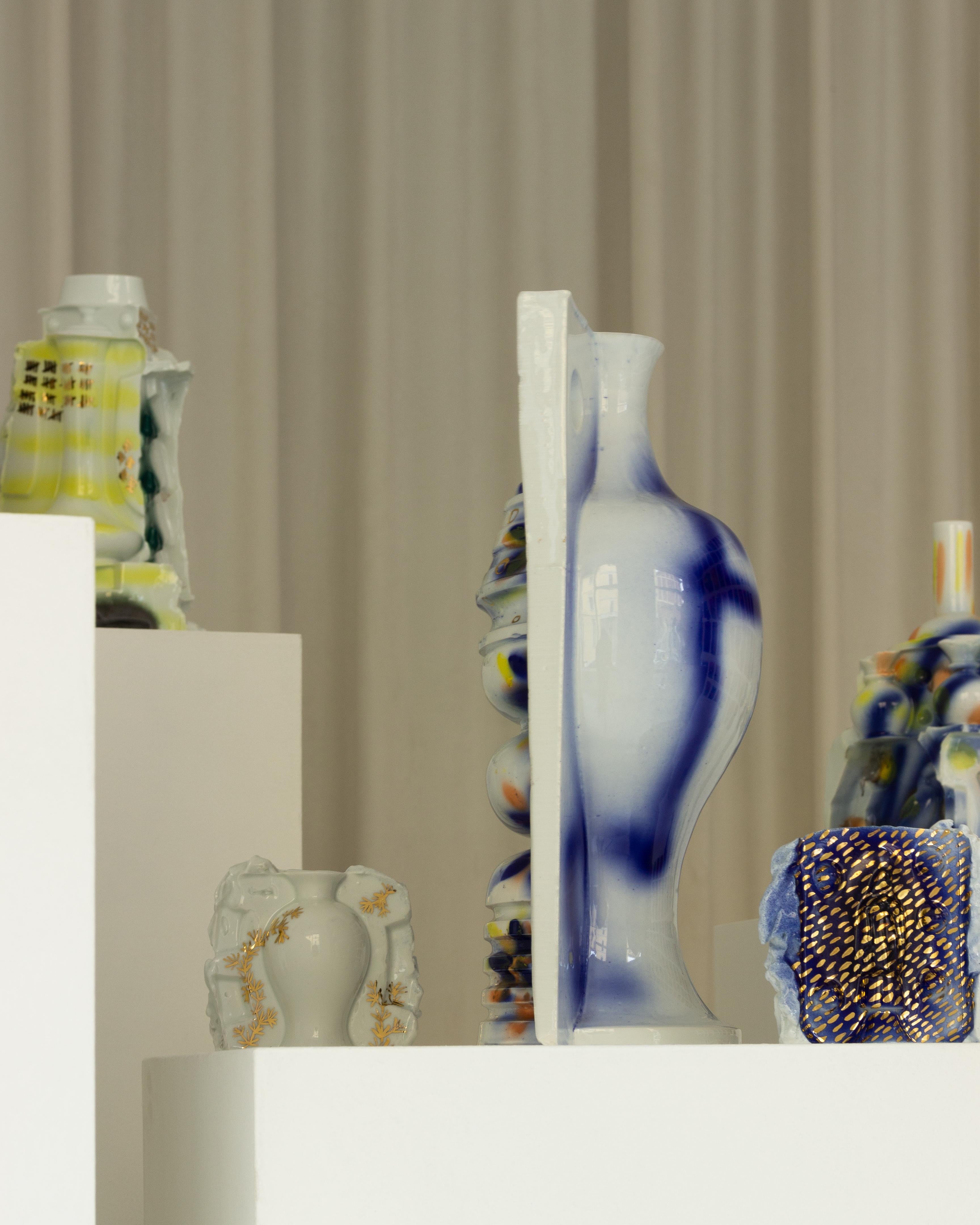 "Big secret" decorated enameled porcelain vase, unique piece For Sale ...