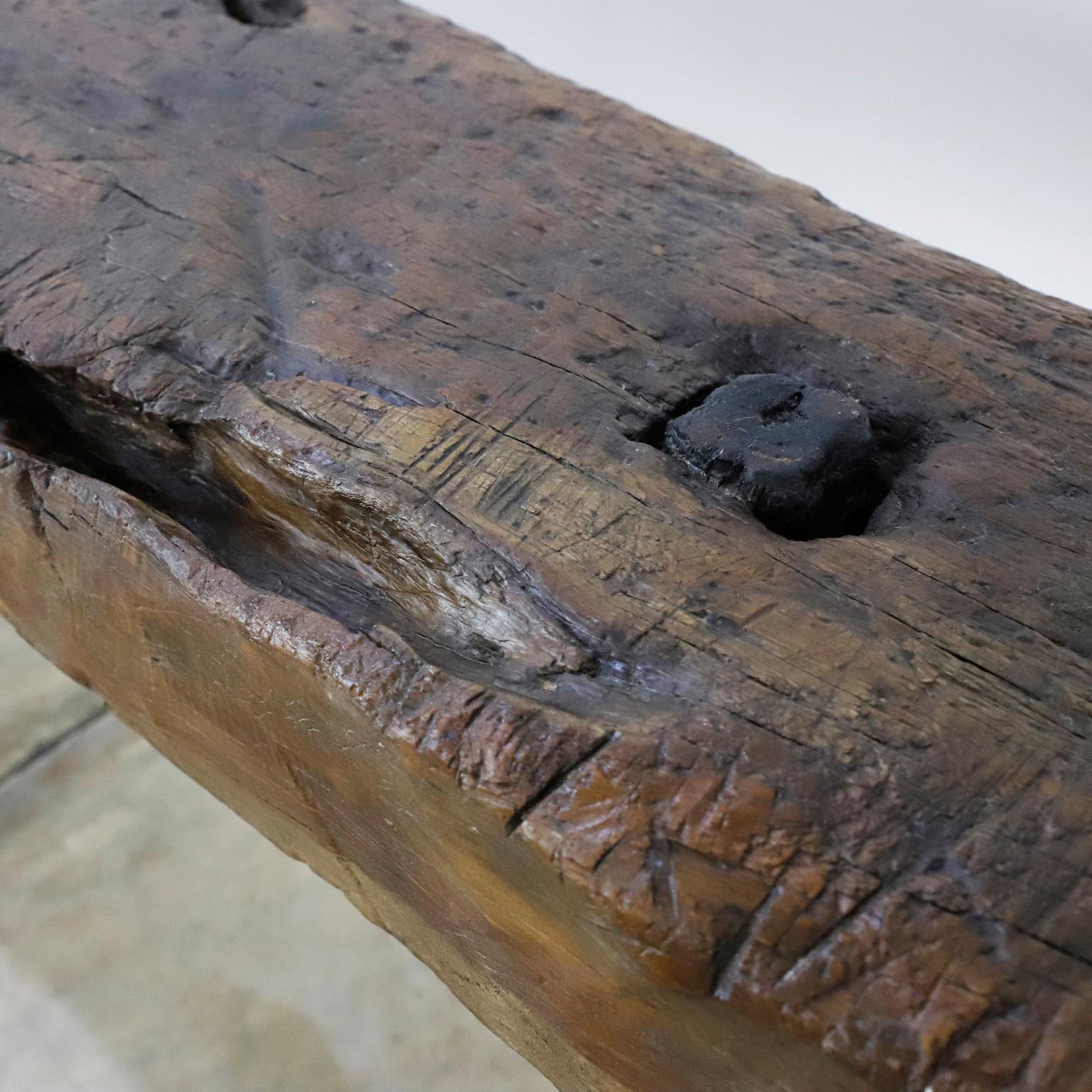 Big Size Solid Primitive Mesquite Bench at 1stDibs