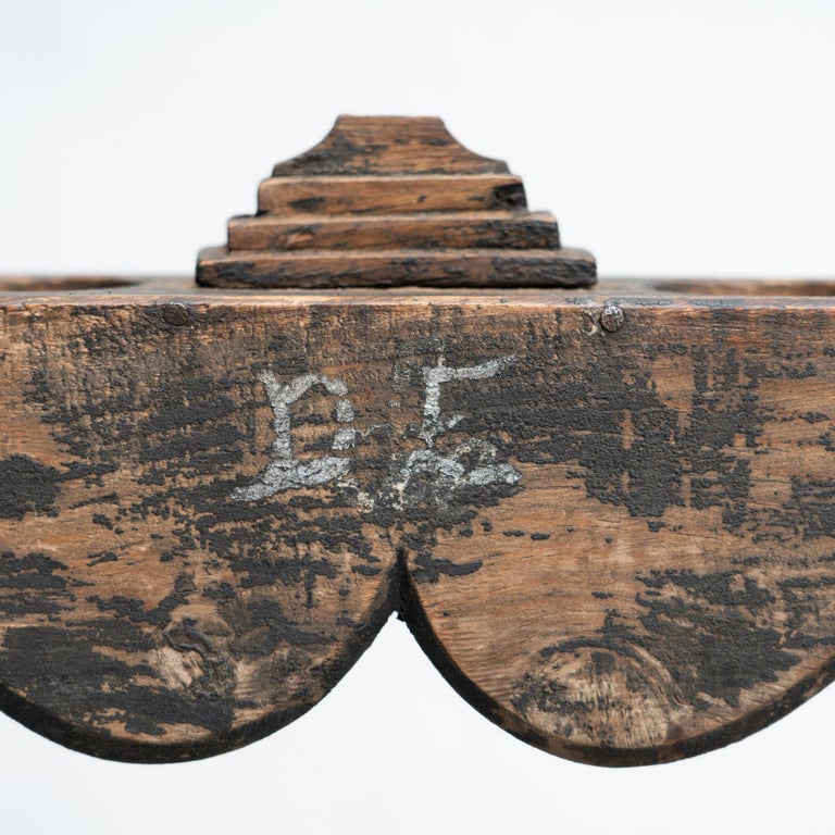 Big Spanish 'Hachero' Traditional Ancient Stained Wood Candleholder ...