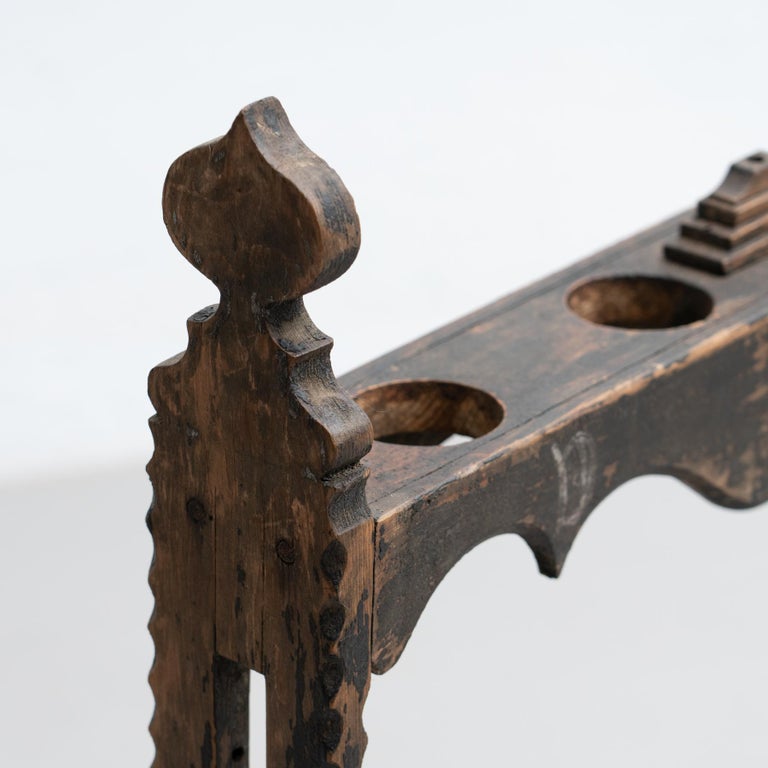 Big Spanish 'Hachero' Traditional Ancient Stained Wood Candleholder ...