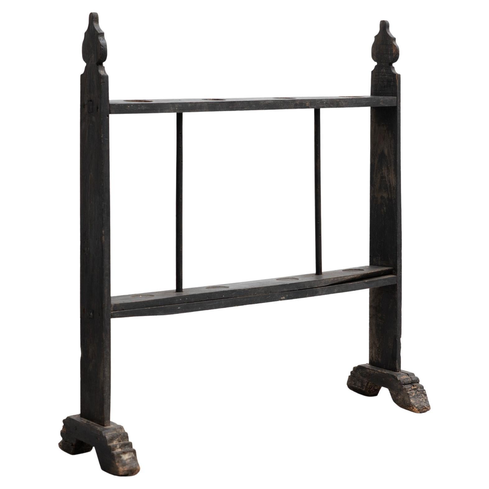 Big Spanish 'Hachero' Traditional Ancient Stained Wood Candleholder ...