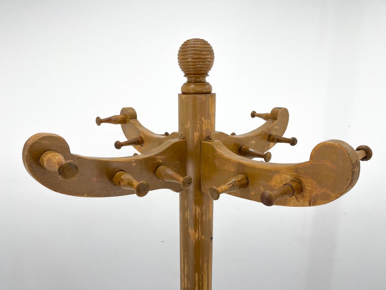 Big Vintage All-Wood Coat Stand, Czechoslovakia, 1950s For Sale at 1stDibs