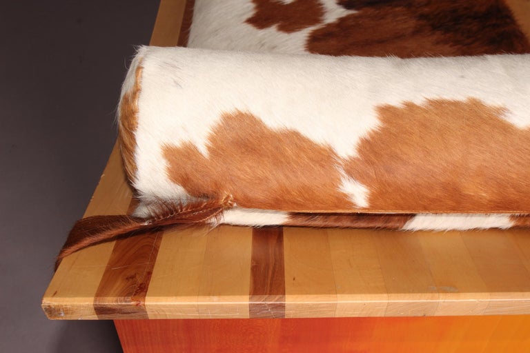 Big Wood and Cowhide Seat Chaise Longue For Sale at 1stDibs