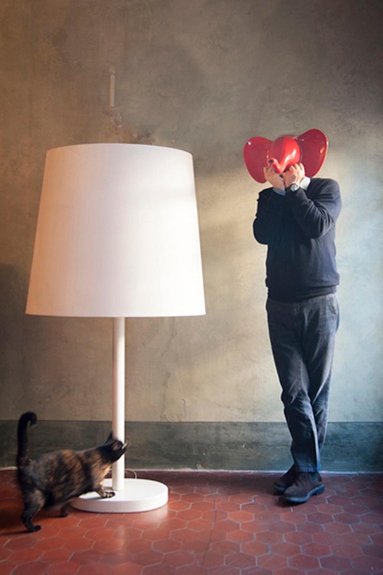 Bigone White Lacquered Open-Pore Ash Floor Lamp Designed by Aldo Cibic ...