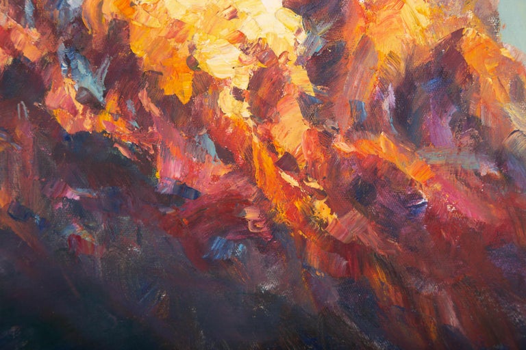 Bihua Gong - Bihua Gong Impressionist Original Oil Painting "Volcano ...