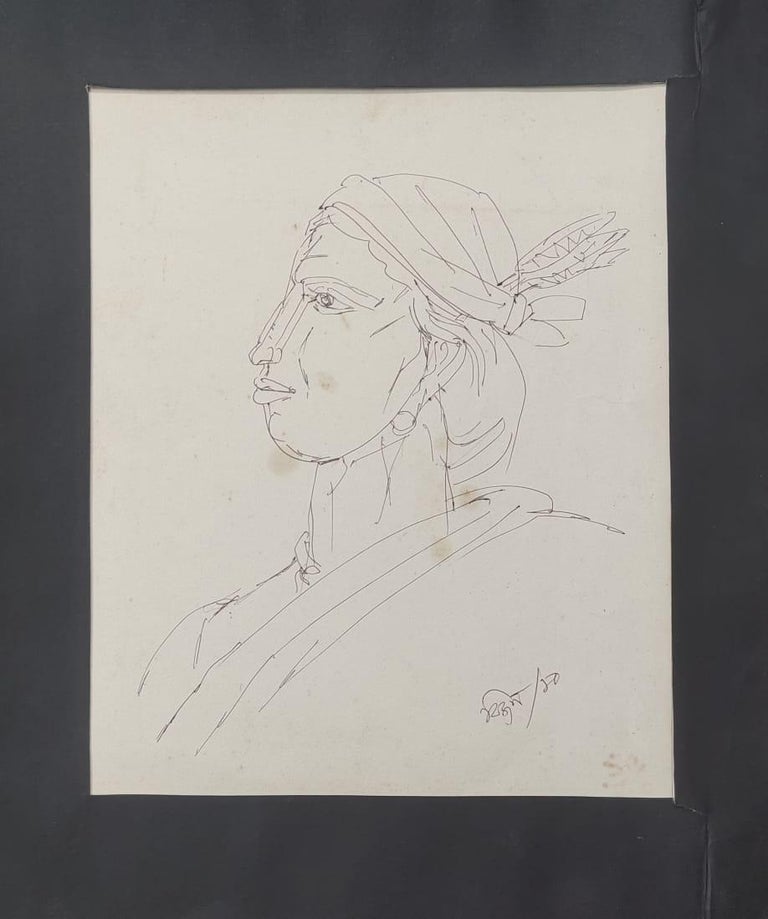 Bijan Choudhury - Untitled, Ink on Paper, Black, White Colour by Modern ...
