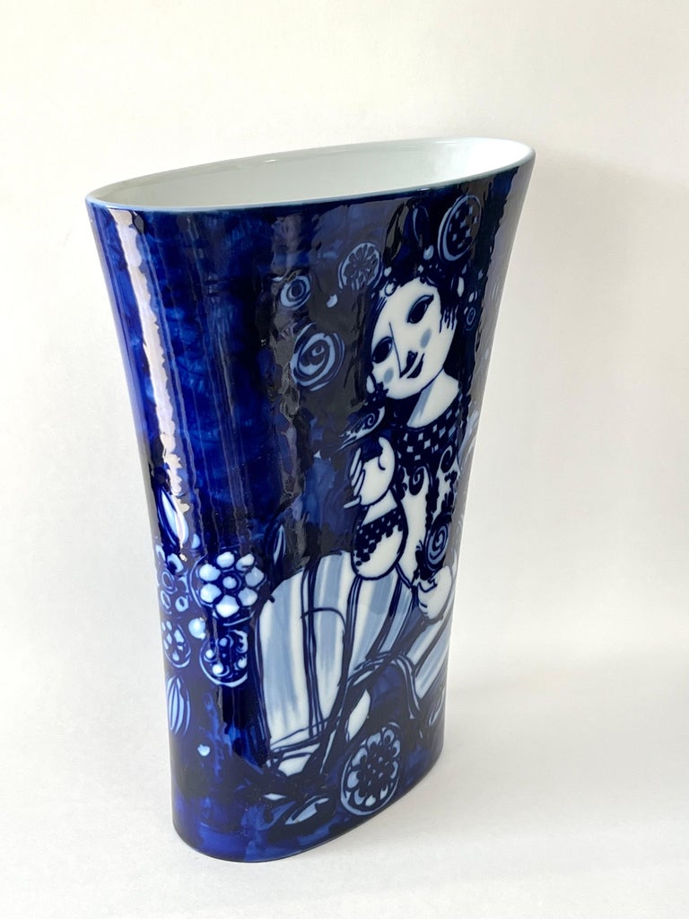 Bijorn Winblad Large Blue Porcelain Vase by Rosenthal For Sale at 1stDibs