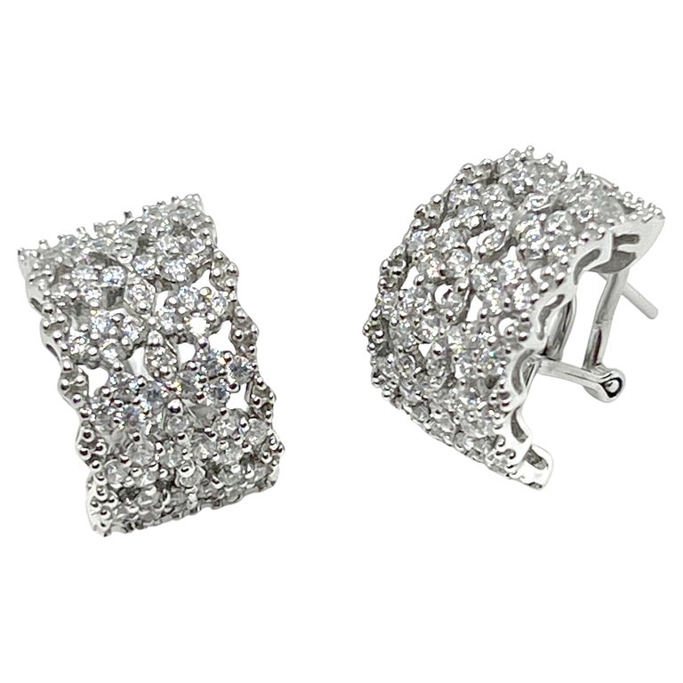 Bijoux Num Diamond-Pattern Half Hoop Sterling Silver Earrings For Sale ...