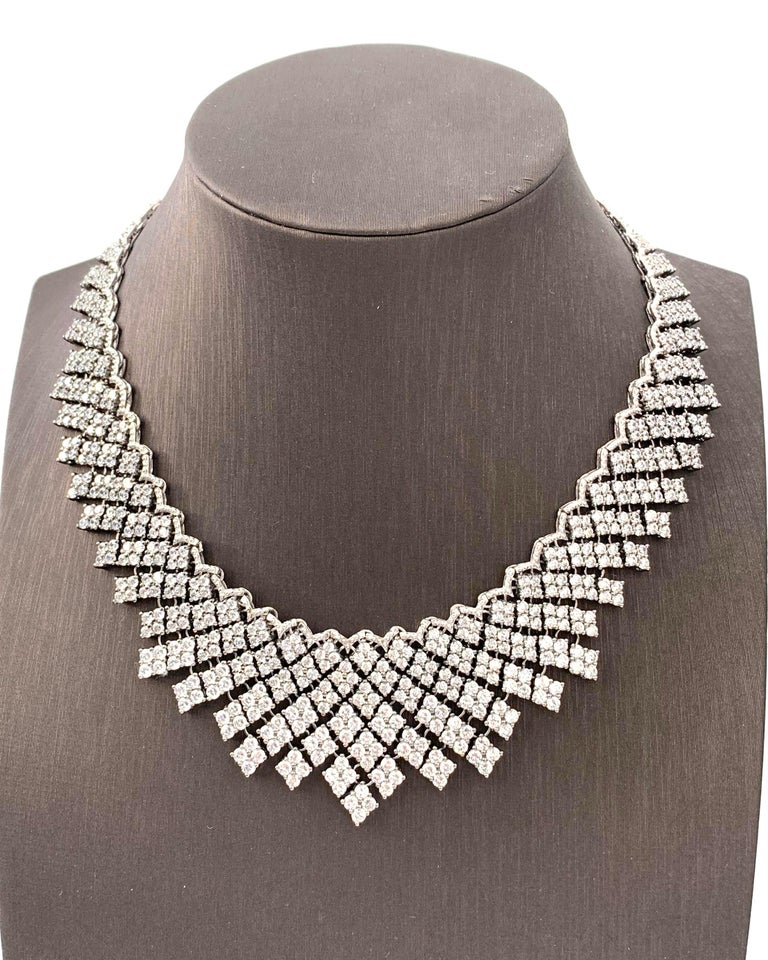 Bijoux Num Elegant Diamond Shape Cubic Zirconia Bib Necklace For Sale ...