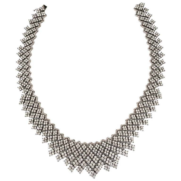 Bijoux Num Elegant Diamond Shape Cubic Zirconia Bib Necklace For Sale ...