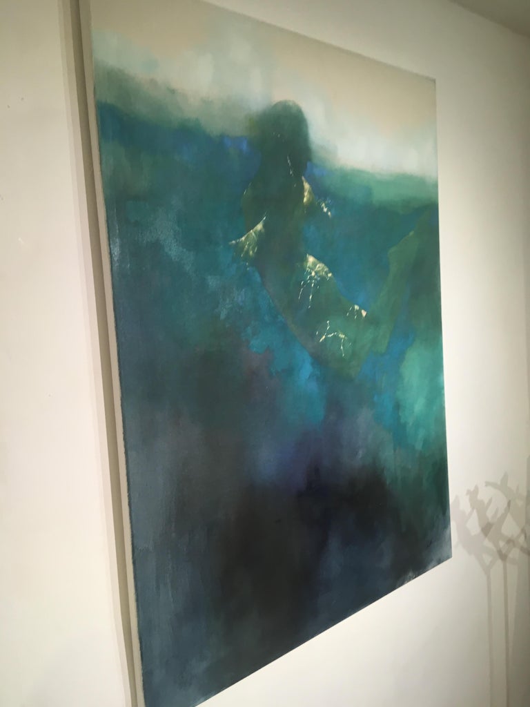 Bill Bate - Resonance - contemporary underwater blue woman figure oil ...