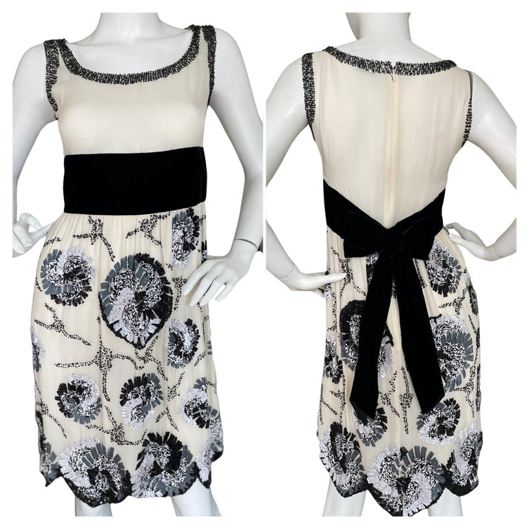 Bill Blass for Neiman Marcus Vintage Ivory Sequin Cocktail Dress For ...