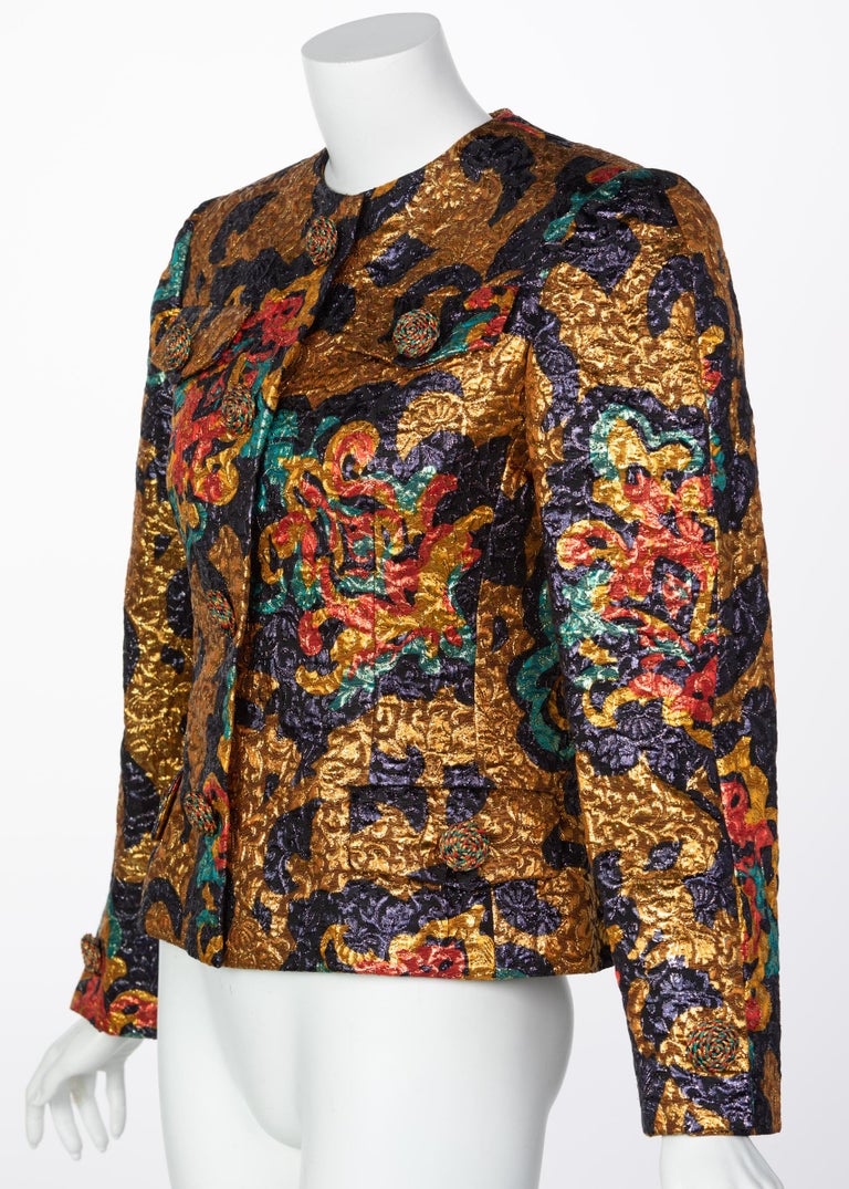 Bill Blass Metallic Brocade Jacket, 1990s For Sale at 1stDibs
