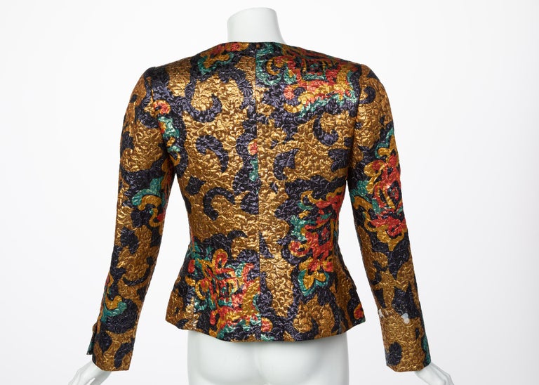 Bill Blass Metallic Brocade Jacket, 1990s For Sale at 1stDibs