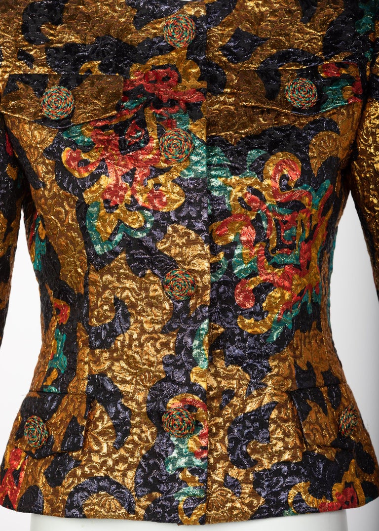 Bill Blass Metallic Brocade Jacket, 1990s For Sale at 1stDibs