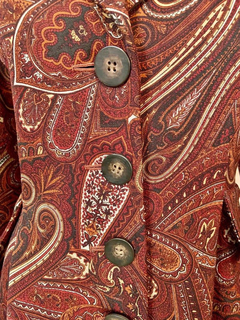 Bill Blass Paisley Patterned Coat in a Larger Size For Sale at 1stDibs