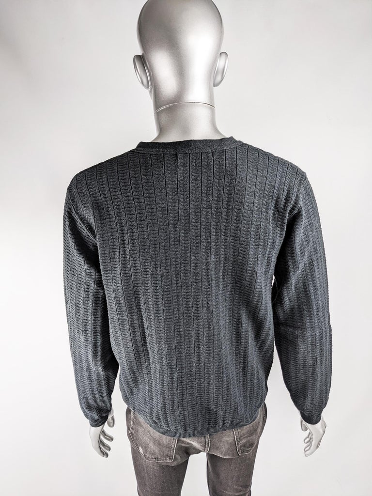 Bill Blass Vintage Mens Waffle Knit Cardigan Sweater For Sale at ...