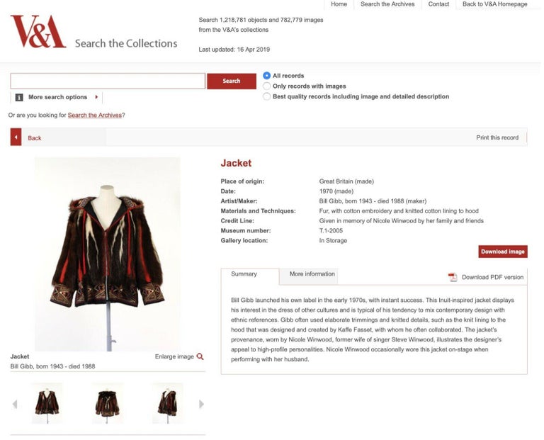 BILL GIBB PHILIP HOCKLEY brown genuine fur ethnic embroidery hooded ...